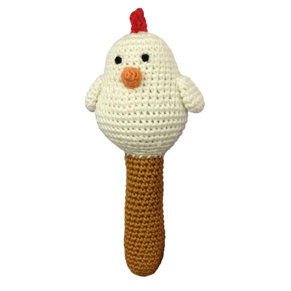 White Hen Chicken Stick Rattle – Baby Boxy